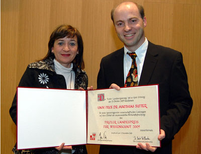 Matthias Sutter erhält Wissenschaftspreis des Landes Tirol